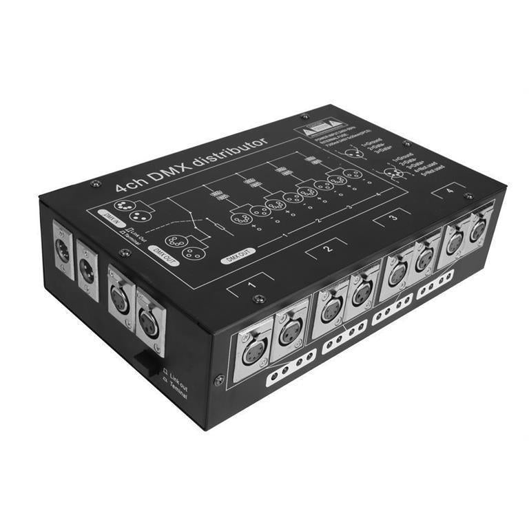 Splitter de señal DMX 1 entrada y 4 salidas XLR 3 y 5 pines, salidas o ...